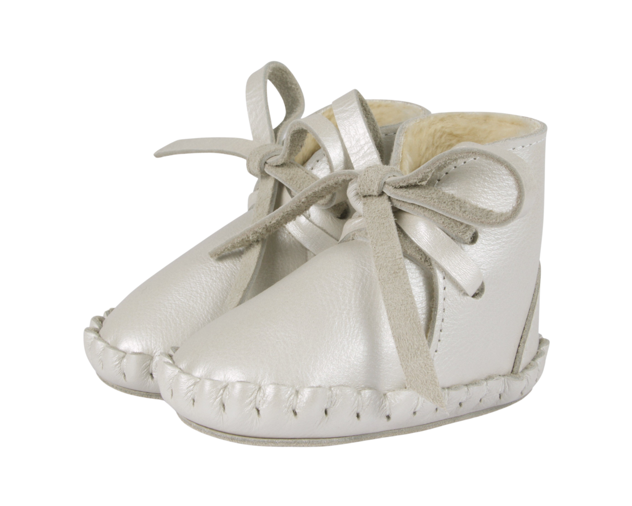 Pina Exclusive Booties | Off White Metallic Leather – Donsje Amsterdam