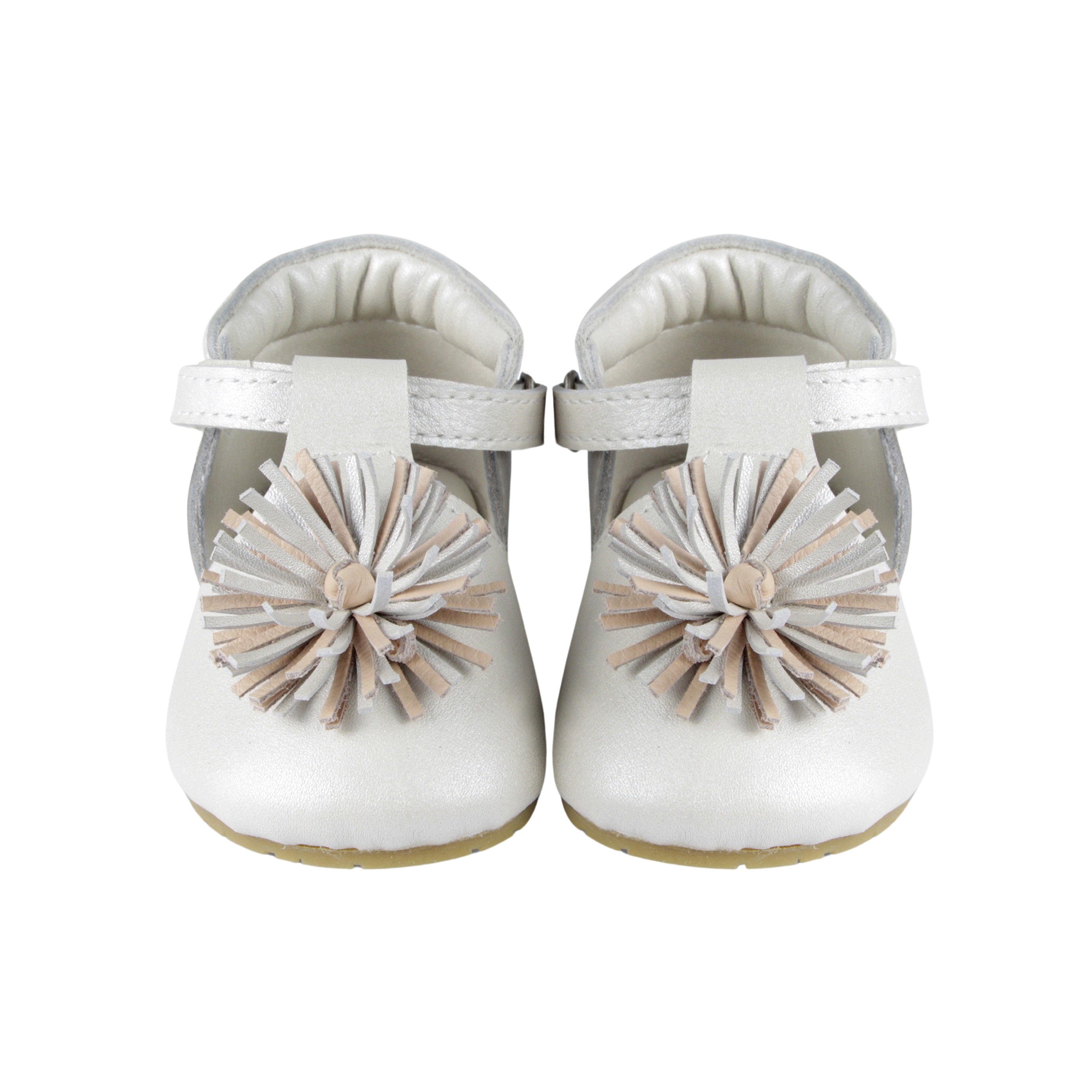 Poms Shoes | Off White Metallic Leather – Donsje Amsterdam